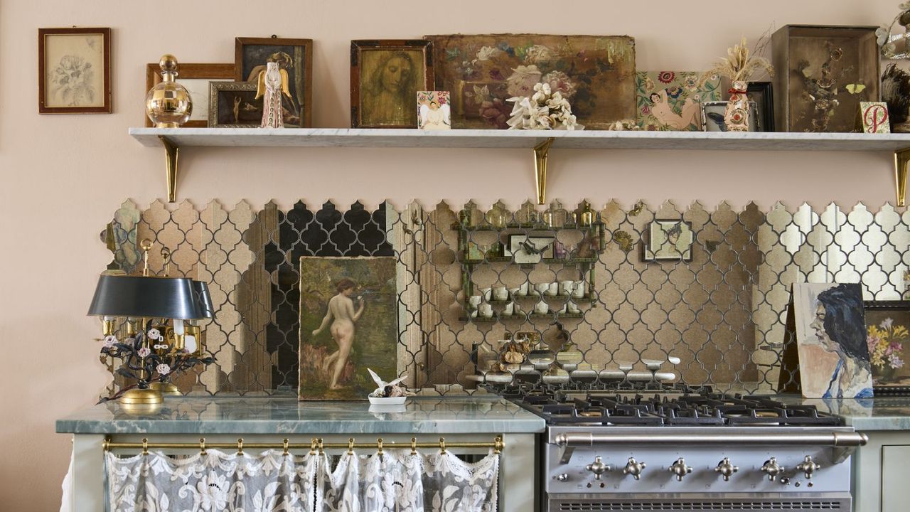 Pearl Lowe skipped subway tiles for a curved art deco backsplash that ...