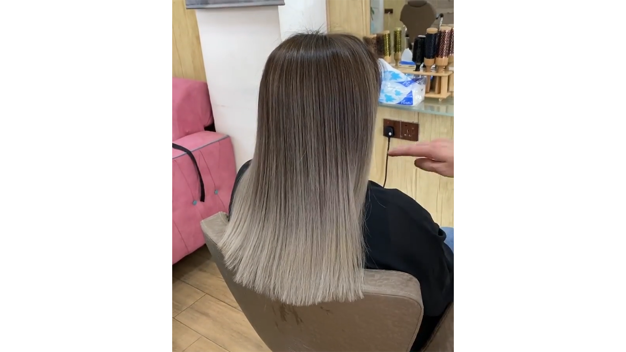 Creating ash blonde ombre bob hair with sleek straight styling ...