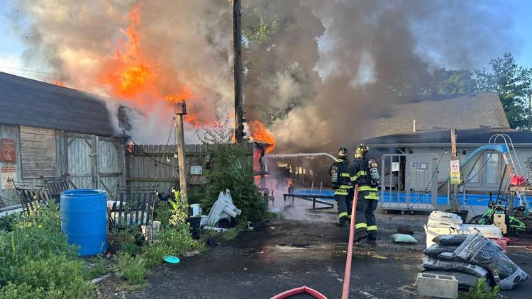 Firefighters battle tiki bar fire in Martinsville