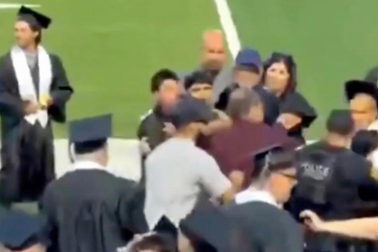 Chaos at California high school graduation as wild brawl breaks out at ...