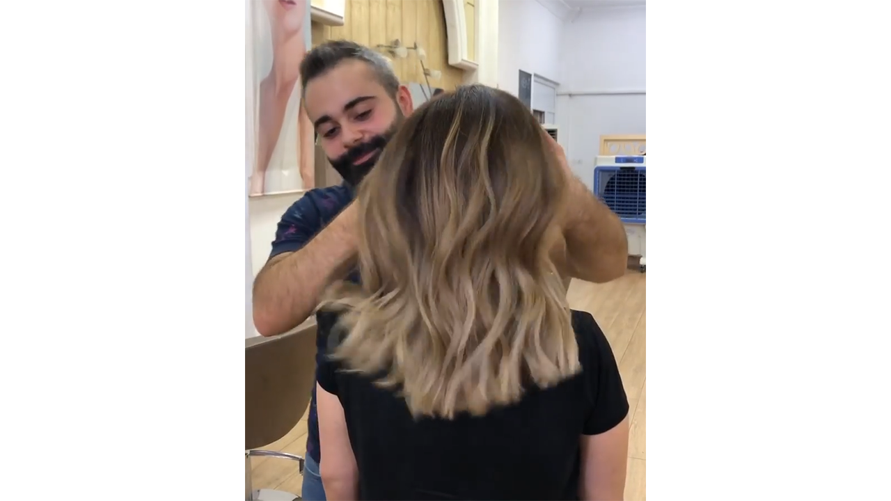 Creating soft beige blonde balayage waves with curl styling technique ...