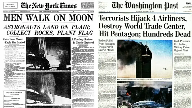 17 newspaper front pages from the last 100 years that still send chills
