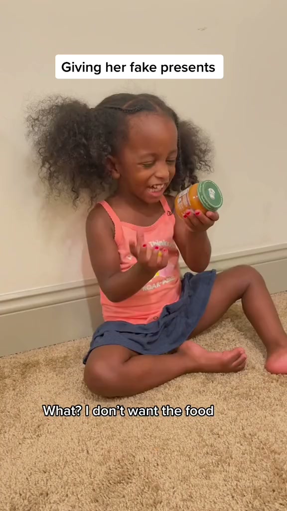 Toddler reacts to my hilariously bad fake presents