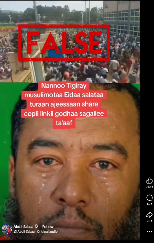 Footage of Eid prayers misrepresented as attack on Muslims in Ethiopia ...