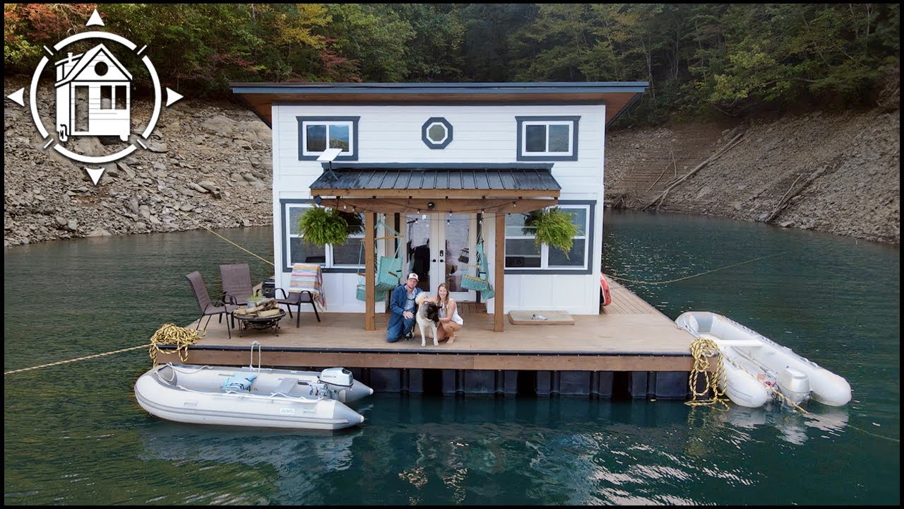 Homemade floating cabin built for full-time water living