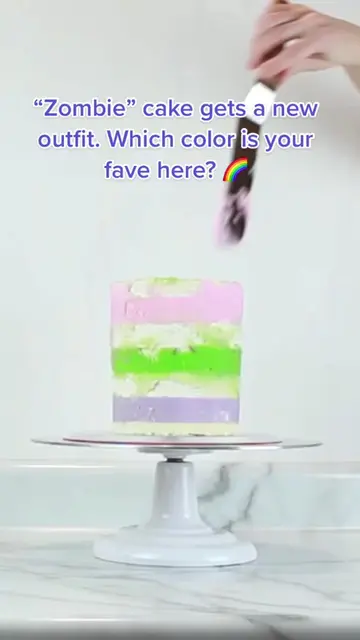 Pastel rainbow buttercream glow up for my zombie cake