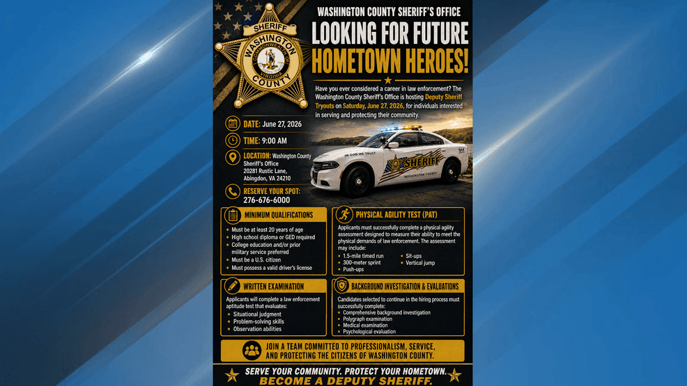 Washington County, Va. Sheriff's Office to hold deputy sheriff tryouts ...