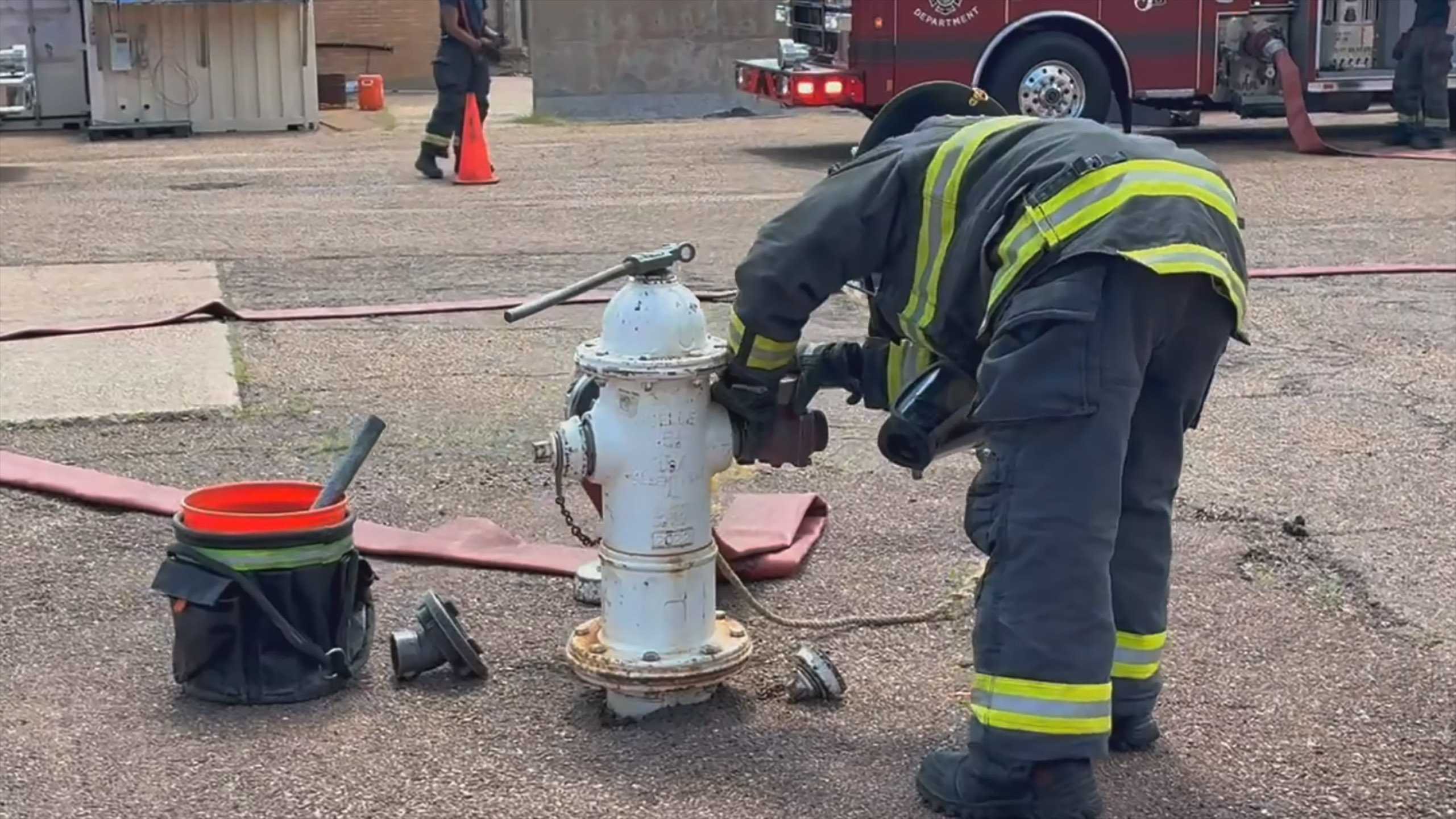 Jackson Fire Department demonstrates firefighting process amid hydrant ...