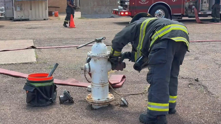 Jackson Fire Department demonstrates firefighting process amid hydrant ...