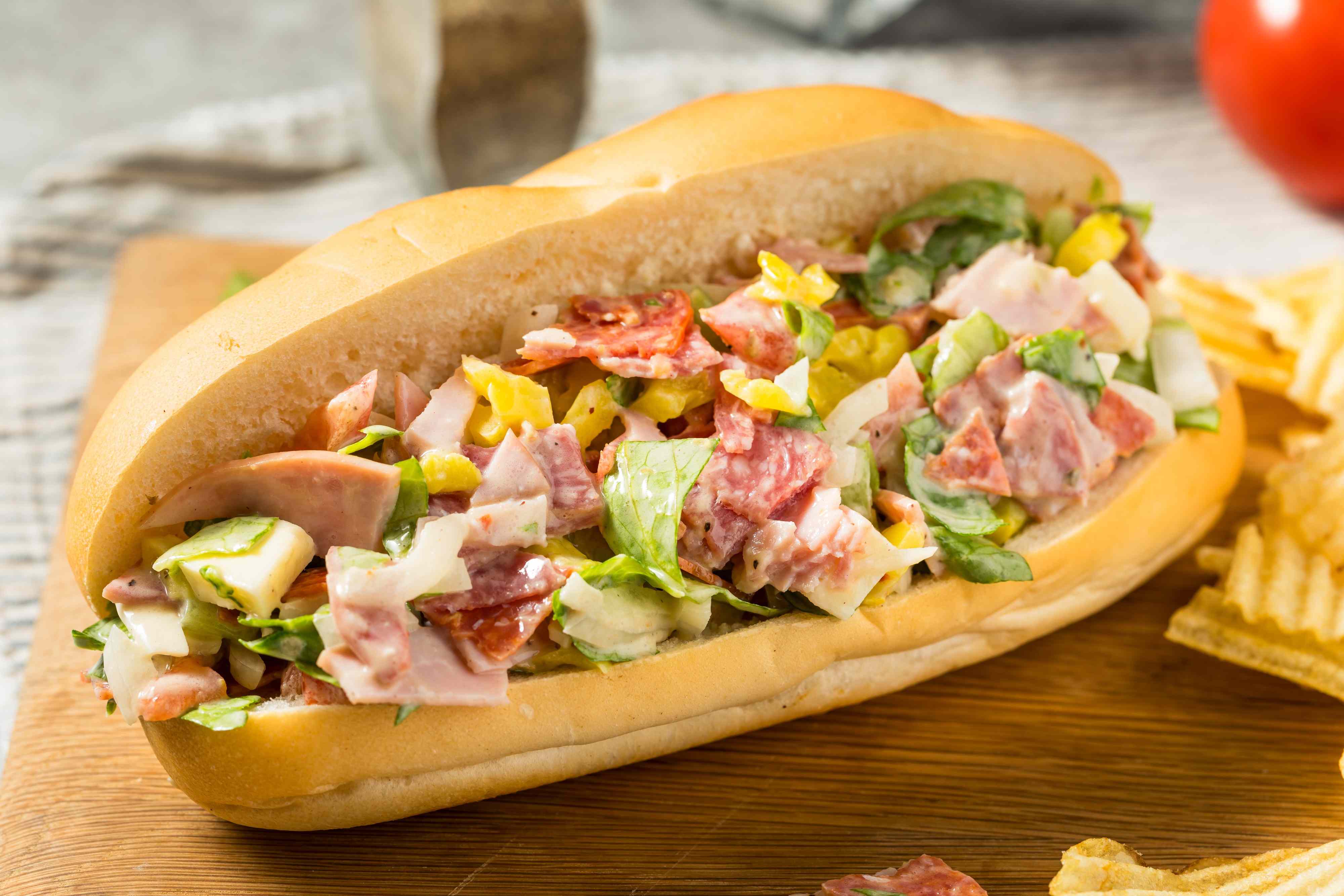 Grinder pasta salad packs all the best parts of a deli sub into one bowl