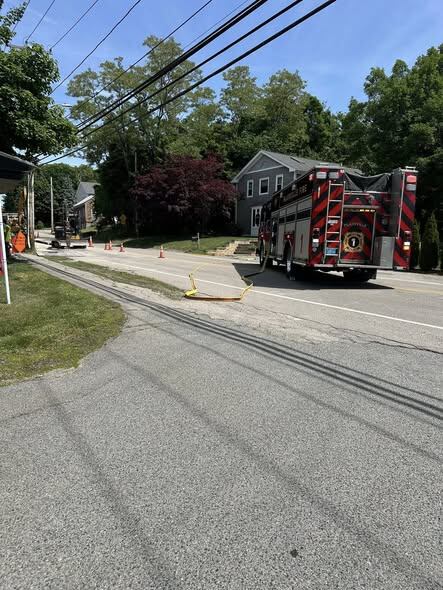 Route 1A in Plainville closed after gas line struck