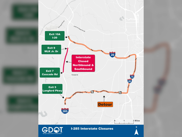 All I-285 lanes between MLK Jr. Drive and Cascade Road to close for ...