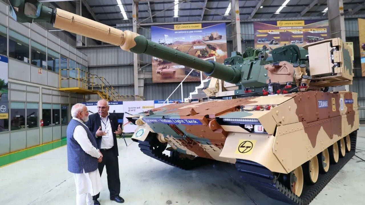 PM Modi inspects indigenous defence systems at Surat facility, briefed ...
