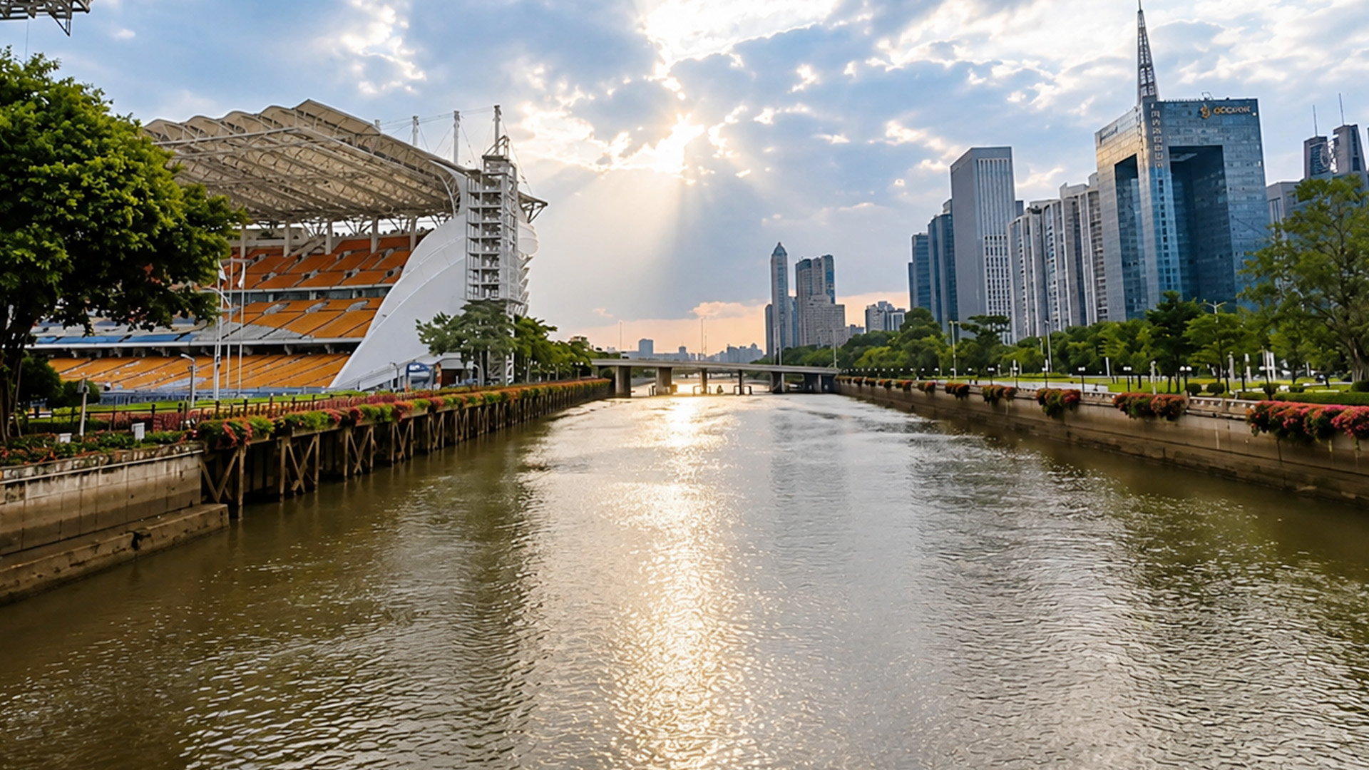 This urban waterway creates space between towers and daily life
