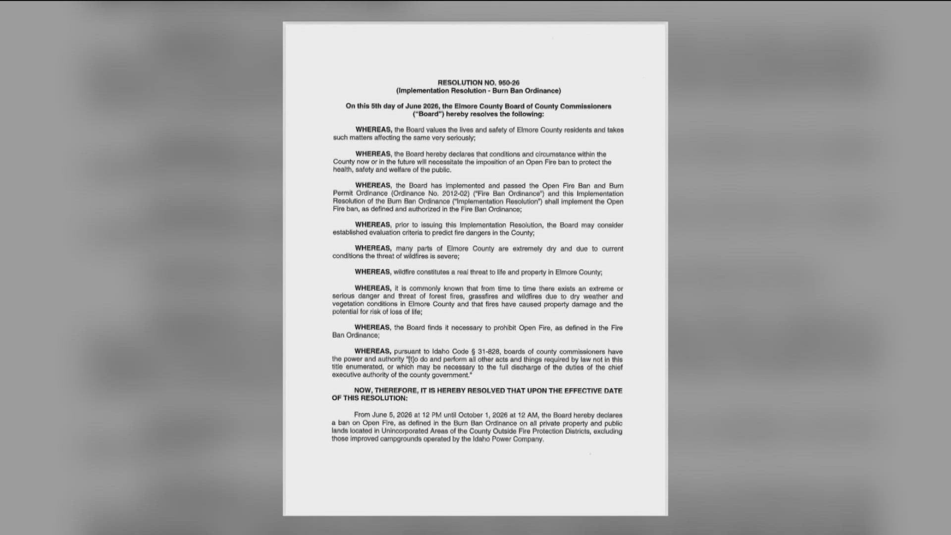 Elmore County burn ban in effect