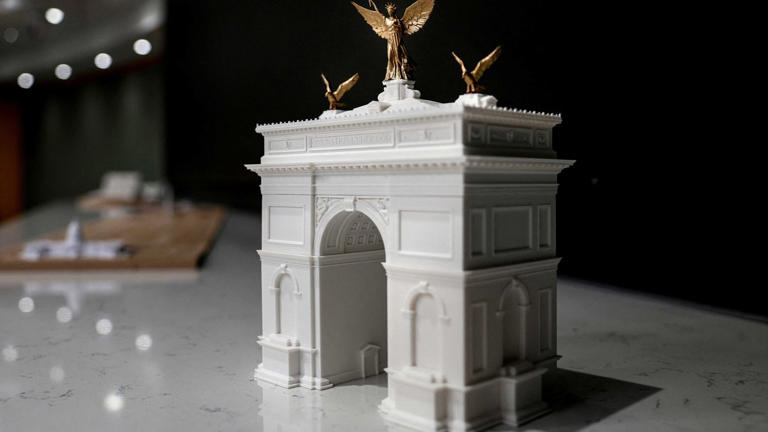 Trump's triumphal arch near Reagan National slapped with red warning ...
