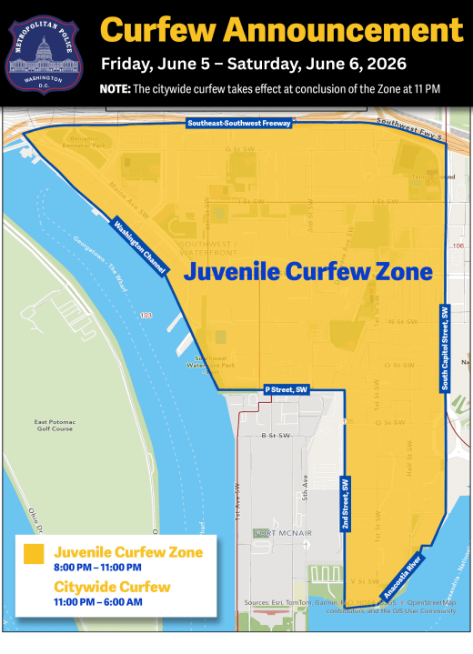 Curfew zones placed in Navy Yard, Waterfront