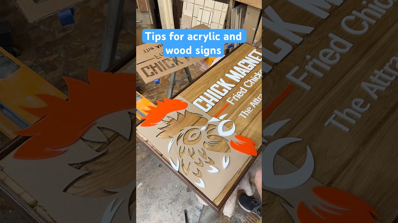 Tips for making acrylic and wood signs #workshop #woodworking #woodworker