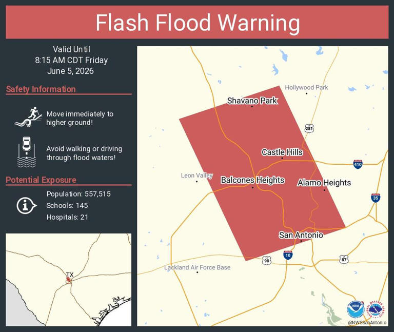Record rainfall hit San Antonio early Friday morning. Here's how much fell.