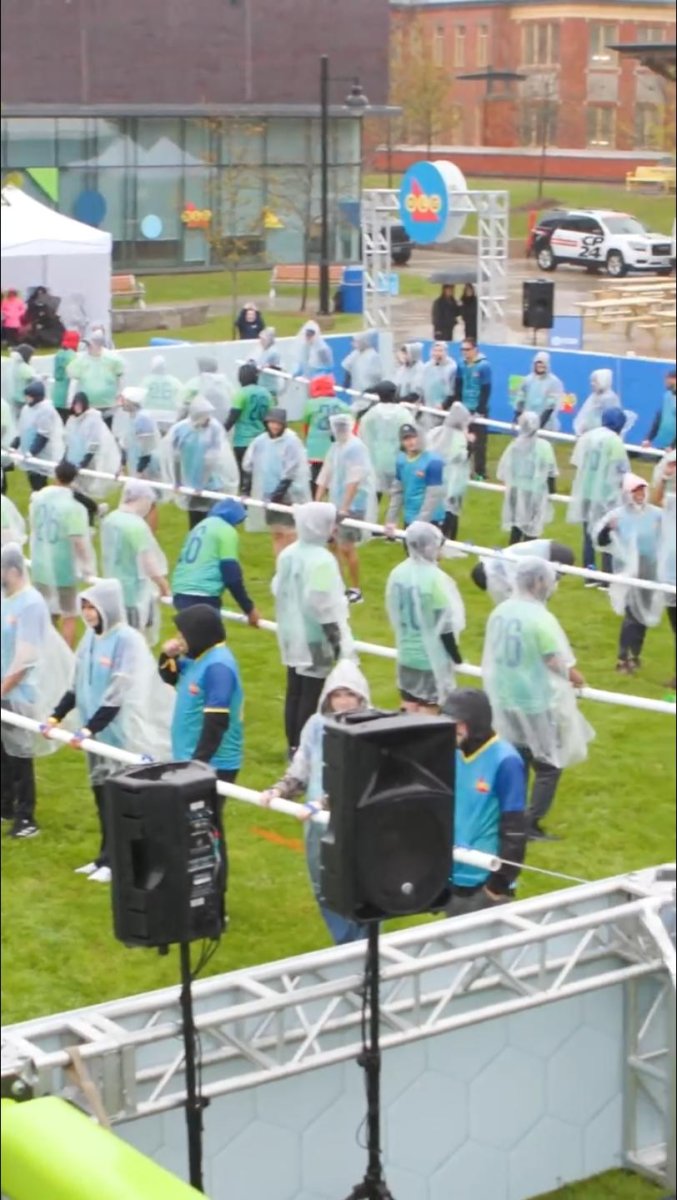 Watch: World's largest game of human foosball played in Ontario