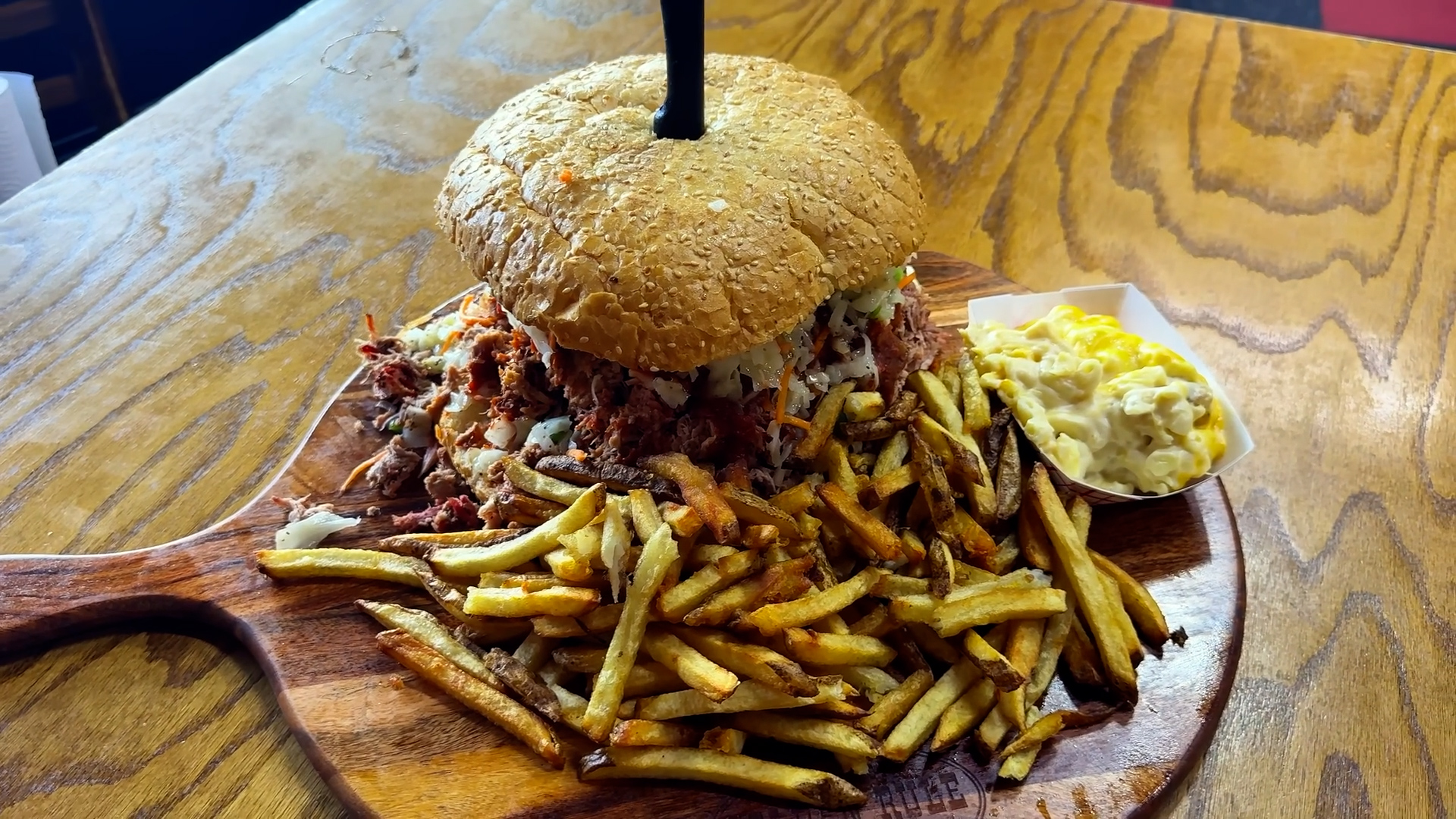 He takes on massive BBQ sandwich challenge few people have beaten