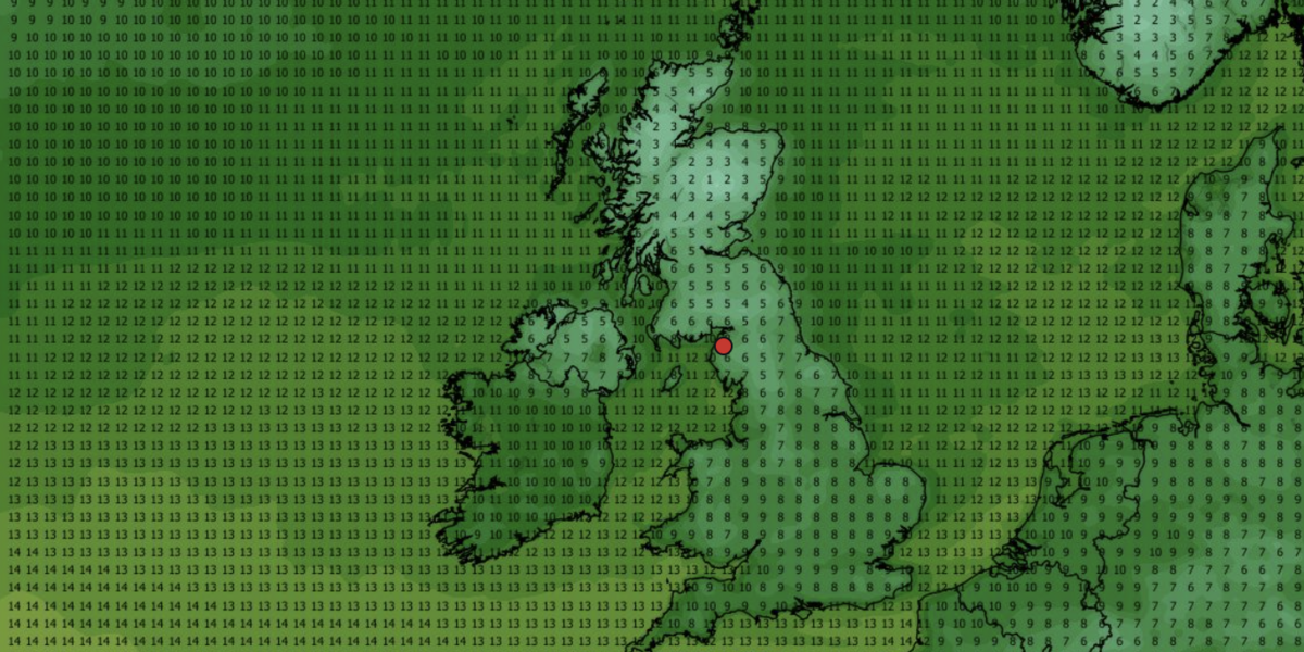 Weather maps turn blue as forecasts predict coldest day in June - just 1C