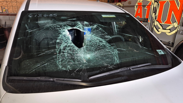 Large metal piece pierces through windshield on I-70, seriously ...