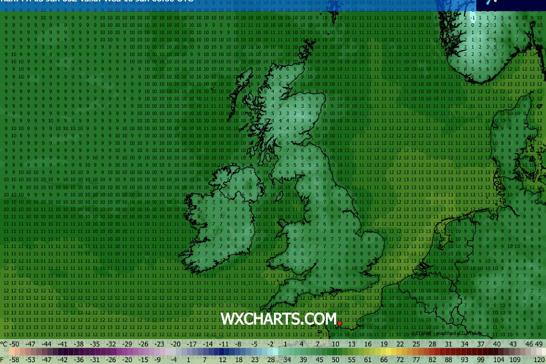 Weather map shows South West in for cold spell as temperatures plummet