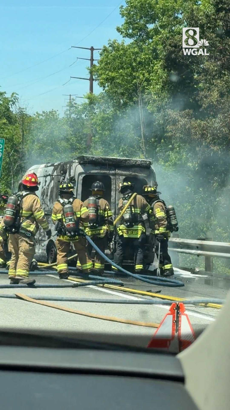 Flames engulf medical van on Pa. Turnpike