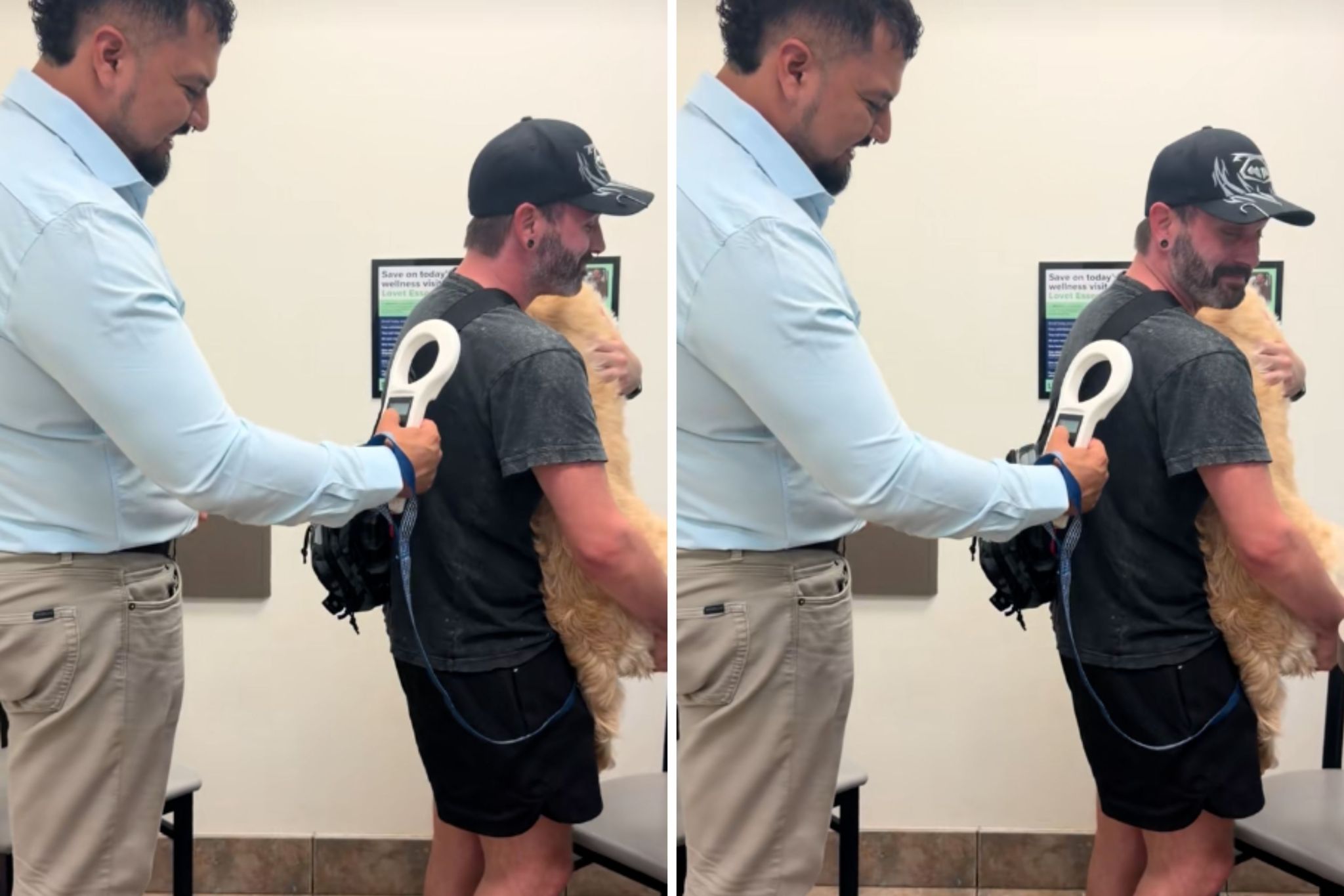 Man spends years microchipping puppies—decade later vet scans his back