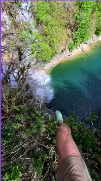 Extreme 33 meter cliff jump