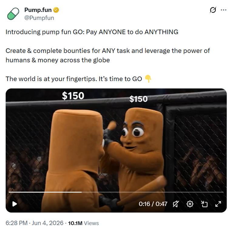 Pump.fun bounty platform pays users to tattoo tokens and chase viral stunts