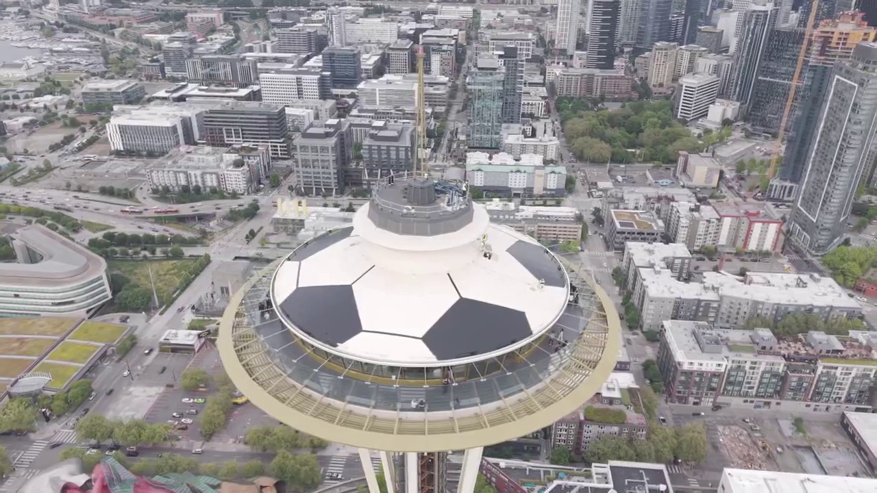 Space Needle transformed with soccer ball design ahead of FIFA World Cup