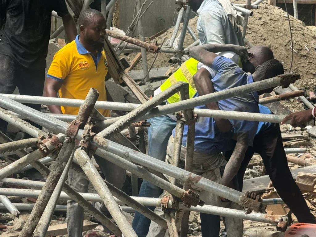 Photos: Two die in Lagos truck accident, building collapse