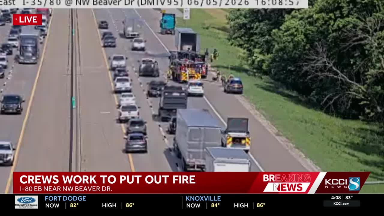 Iowa traffic: Vehicle on fire reported along Interstate 35/80