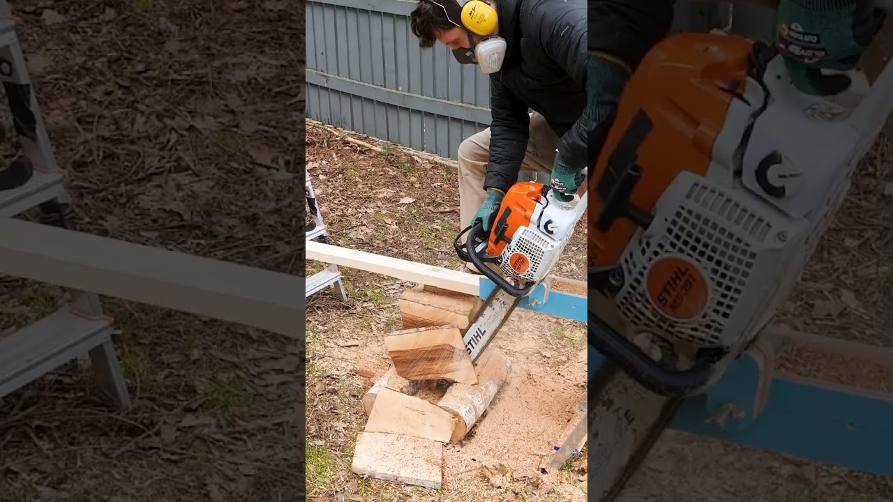 Practical DIY chainsaw jig for straight cuts