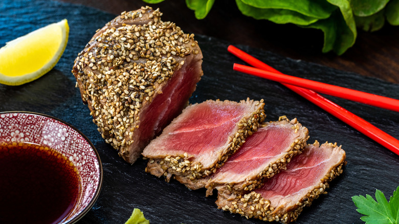 Give air fried tuna steak a crispier skin with one pantry staple