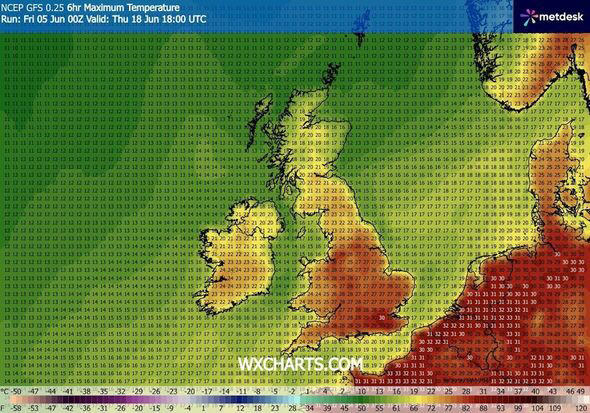 UK hot weather maps show when 30C heatwave returns - 5 regions over 27C