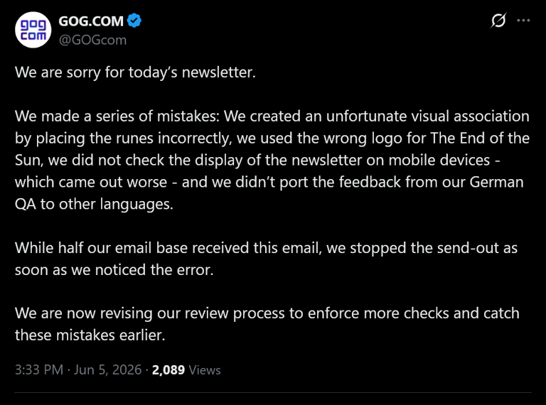 GOG apologizes for emailing Nazi runes to its followers