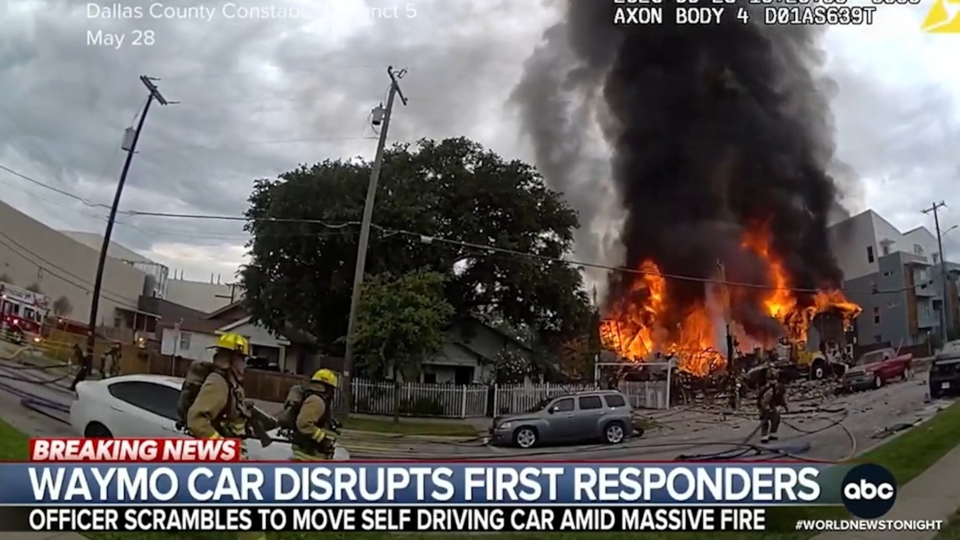 Waymo car disrupts first responders of deadly Dallas apartment complex fire
