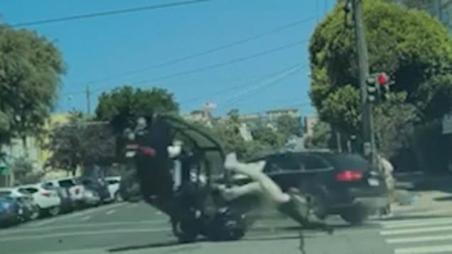 Man fully leaves vehicle during car crash