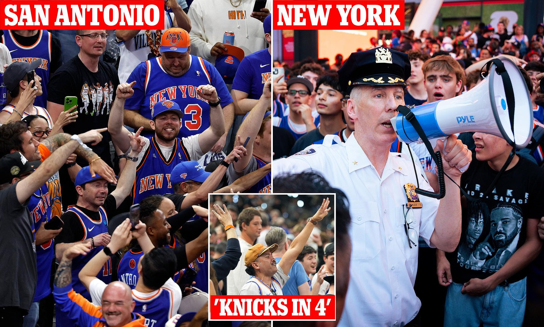 Knicks fans overtake Spurs arena and swarm New York streets to ...