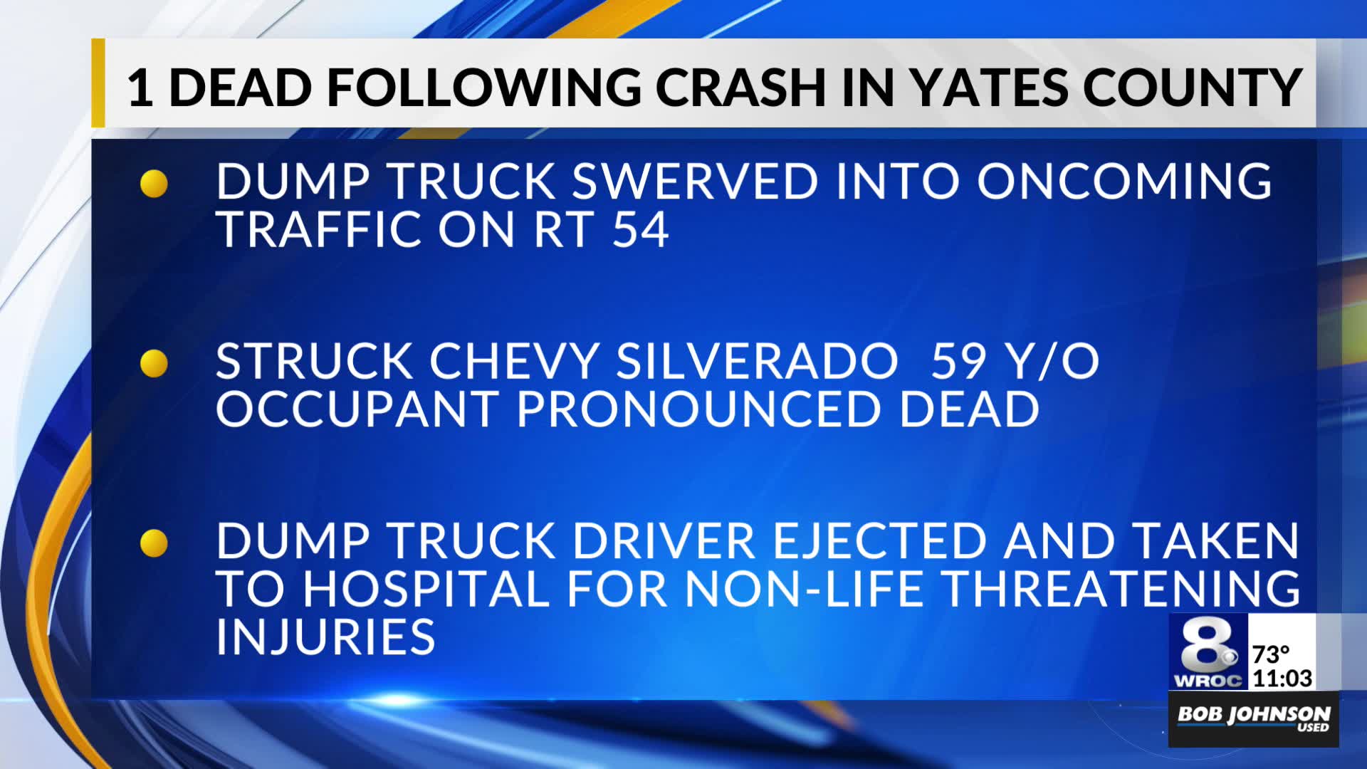 One dead, one hospitalized in Yates County dump truck crash: NYSP