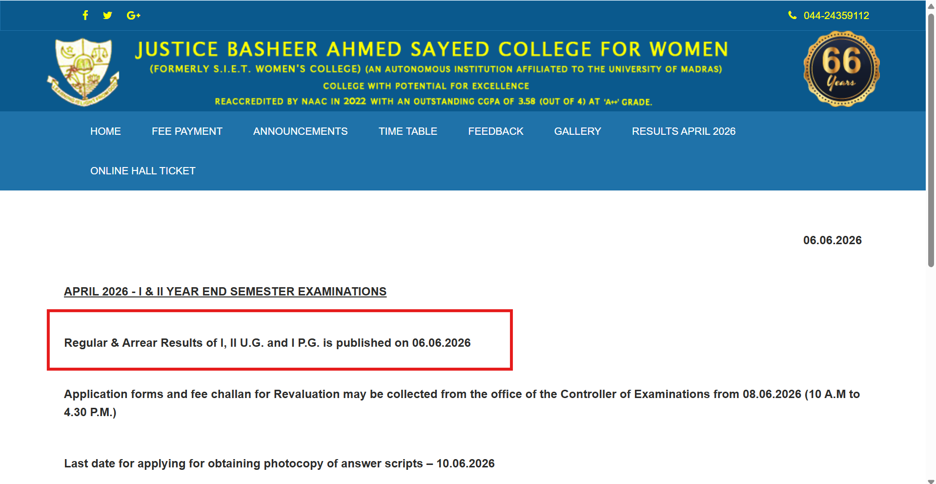 JBAS April semester result 2026 released for regular, arrear exams at ...