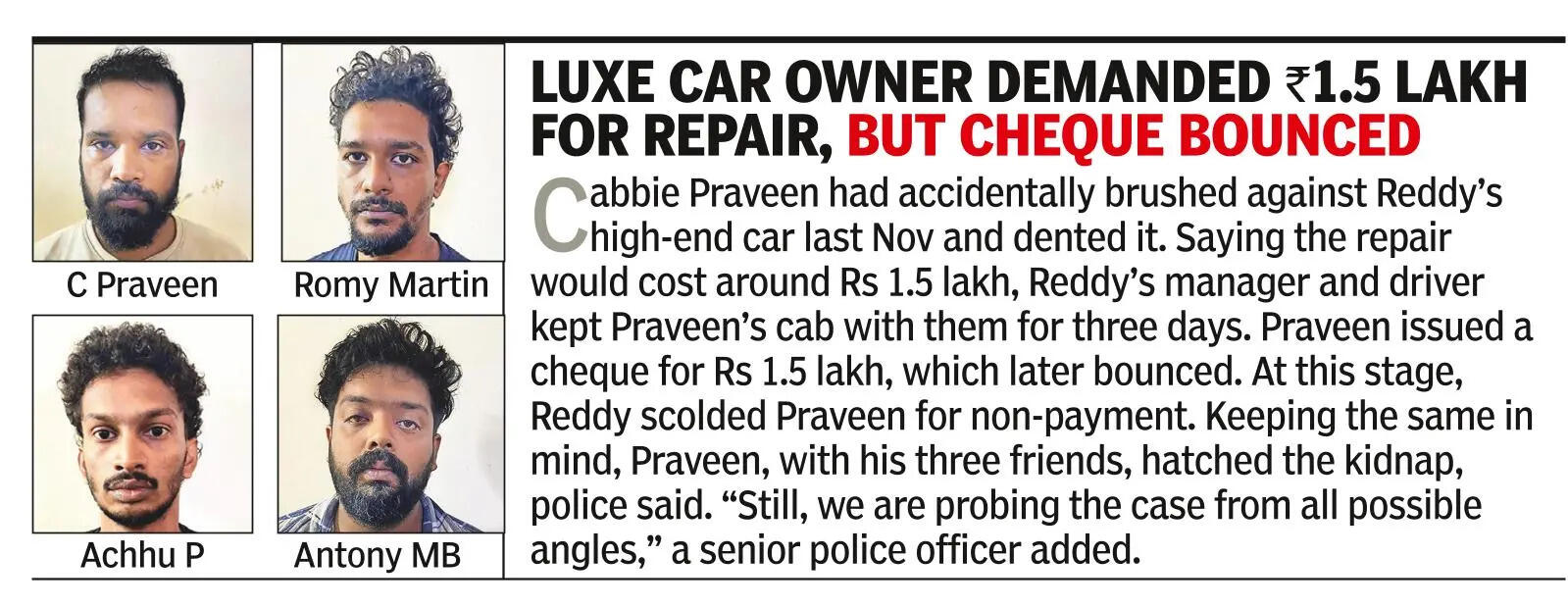 Dent on car led to ex-MLC’s kidnap with toy gun in Bengaluru: Probe