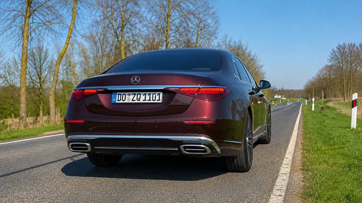 Mercedes-Maybach S580 op volle snelheid op de Autobahn