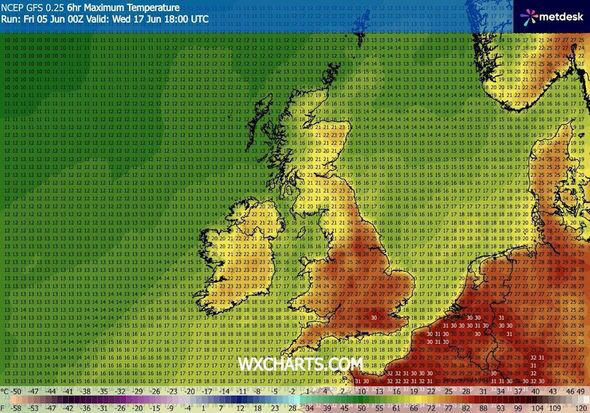 UK hot weather maps show when 30C heatwave returns - 5 regions over 27C