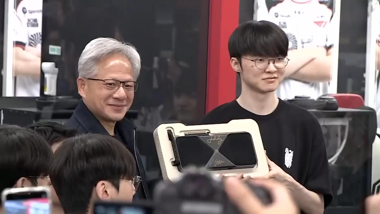 Nvidia CEO Jensen Huang calls on Korean gaming superstar Faker during ...