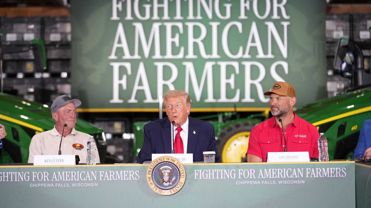 Trump cuts interview short as rain pounds metal barn roof and he ...