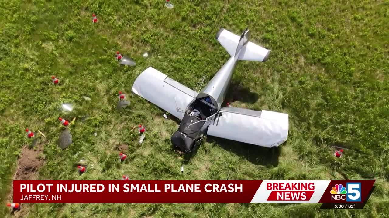 Plane crashes at Jaffrey Airport; pilot taken to hospital